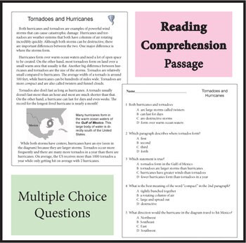 Weather Reading Comprehension Graph Worksheets Hurricanes and - Etsy