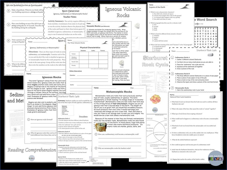 Layers of the Earth Bundle Rocks and Minerals Volcanoes Science - Etsy