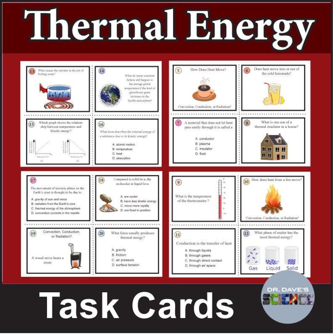 Thermal Energy Task Cards - Etsy