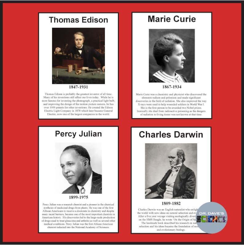 Famous Scientist Printable Posters Einstein Newton Galileo Rosalind ...