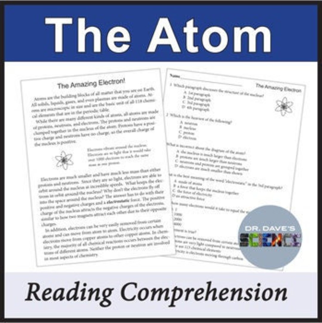 Atoms Reading Comprehension Atomic Structure - Etsy