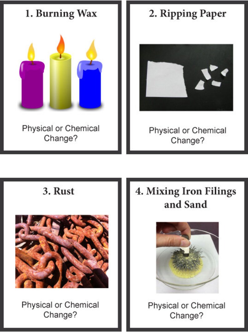 Physical and Chemical Changes Sort Cards - Etsy