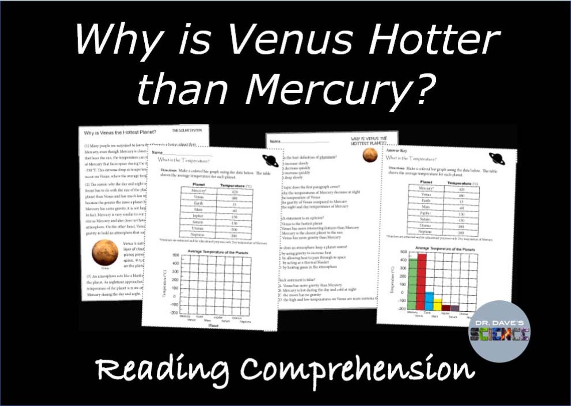 Planets of the Solar System Reading Comprehension Venus and Mercury - Etsy