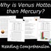 Planets of the Solar System Reading Comprehension Venus and Mercury - Etsy