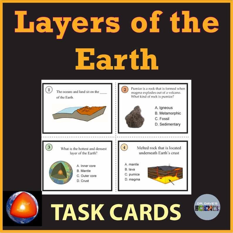 Layers of the Earth Task Card Review - Etsy
