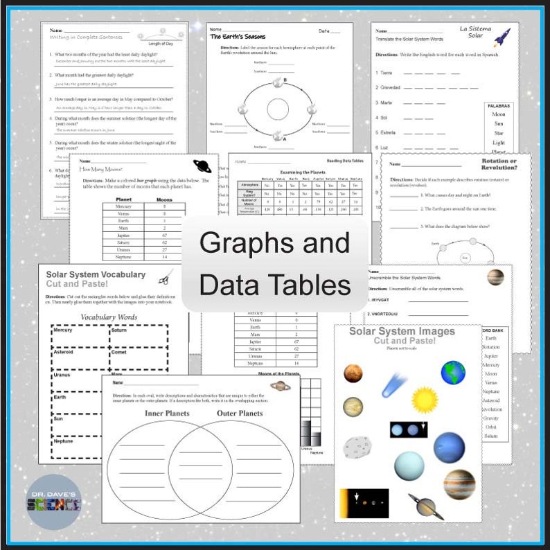 Solar System and Planets Worksheet Packet - Etsy