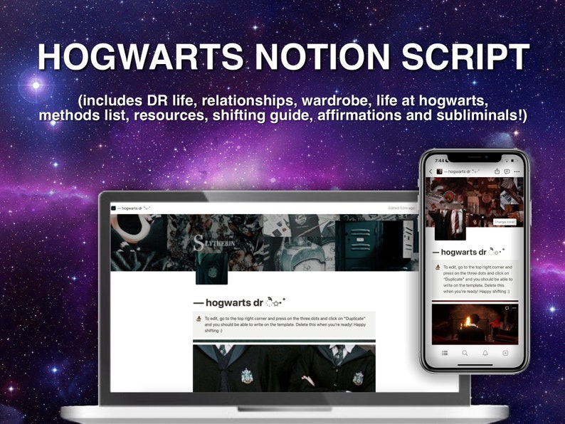 Hogwarts Reality Shifting Notion Script - Etsy