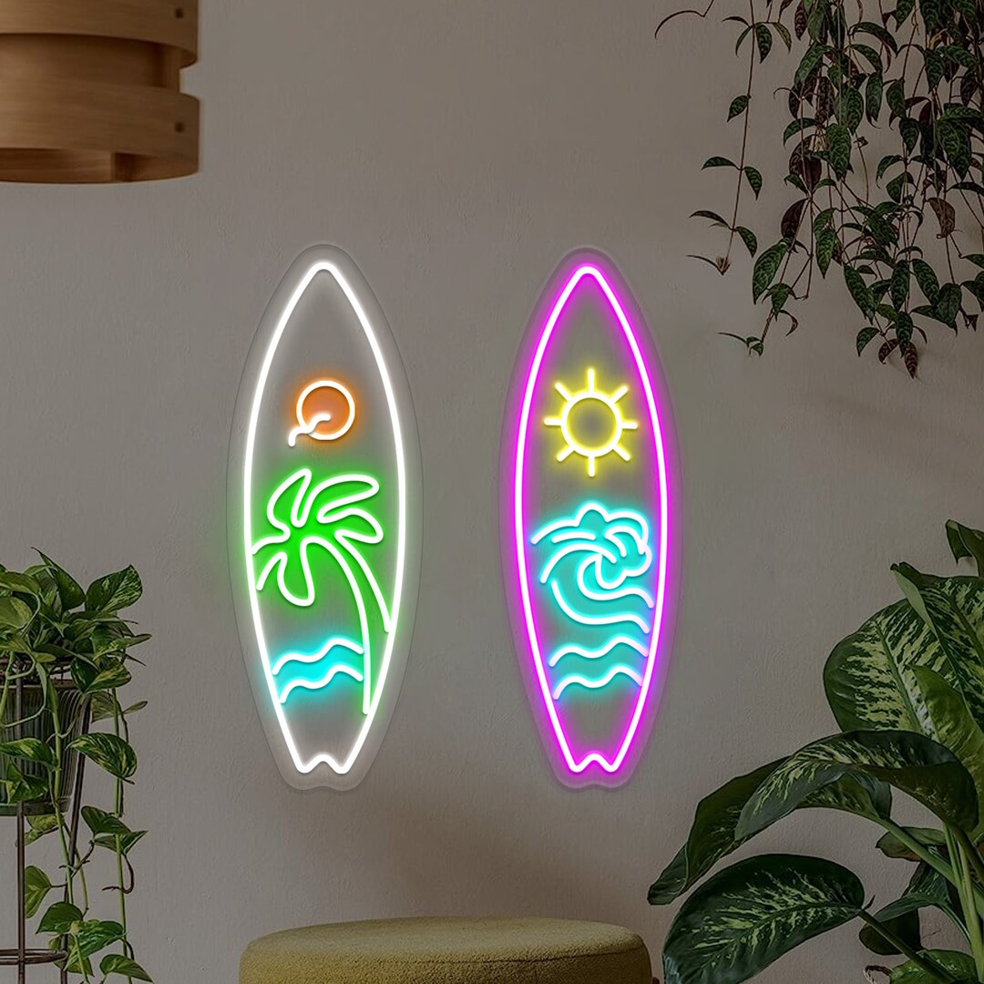 Surfboard LED Neon Signsurf Wall Art Decorhawaii Signgift - Etsy Canada