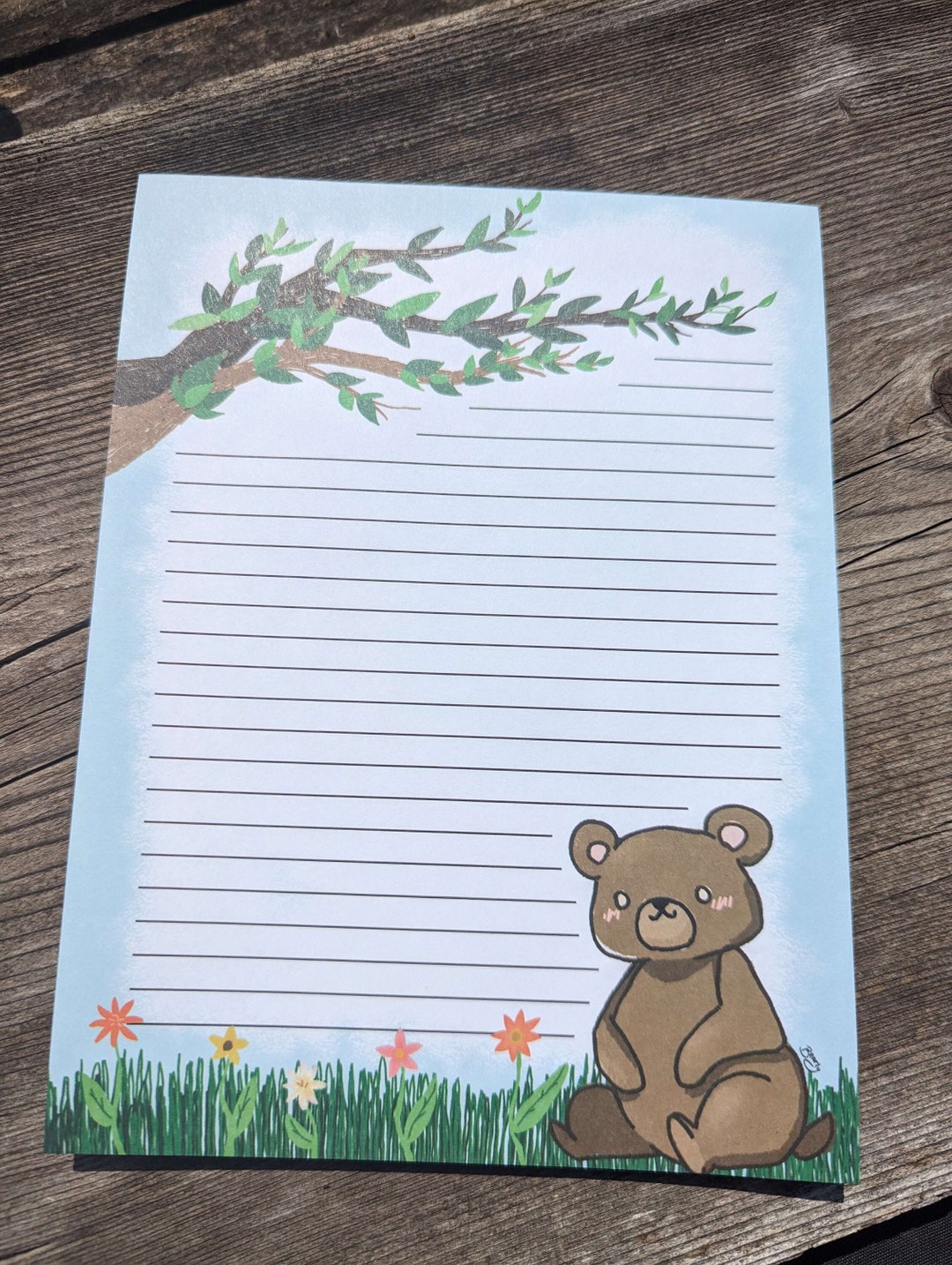 Cute Spring Bear Memo Pad - Etsy