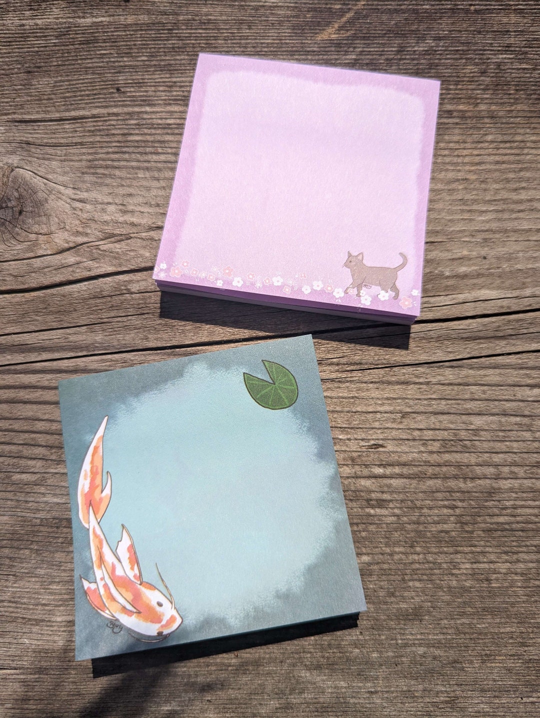 Cute Sticky Notes - 2 Designs Koi Fish, Kitty - 50 Pages - Etsy