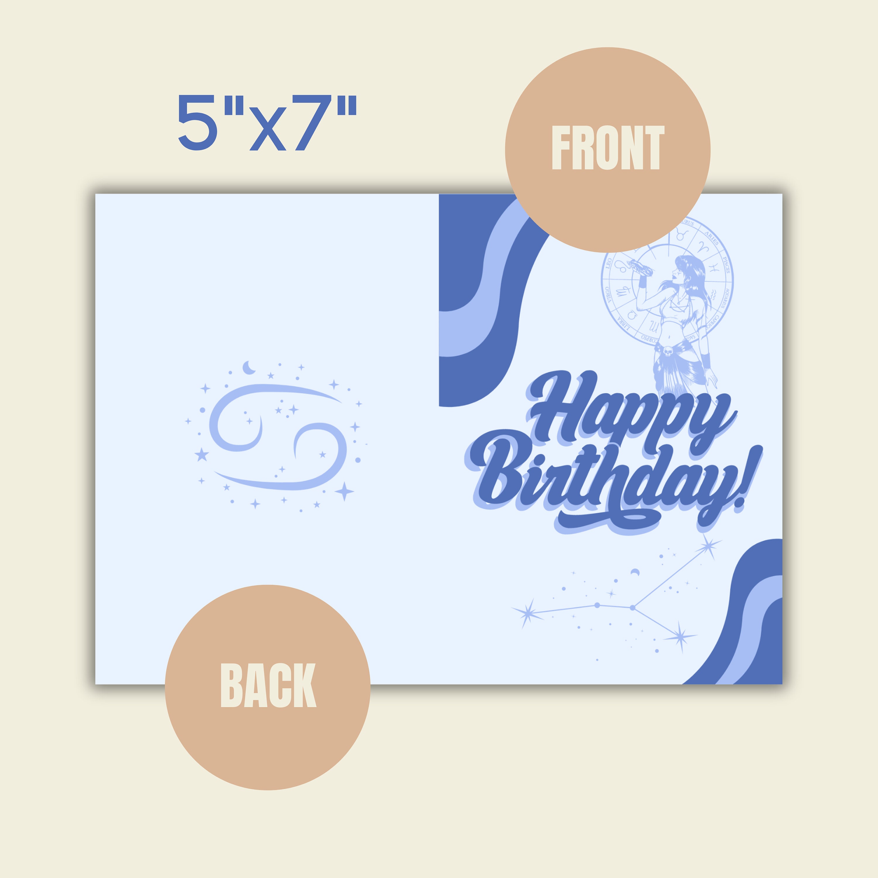 Happy Birthday Digital Printable Card Zodiac Birthday Card Cancer ...