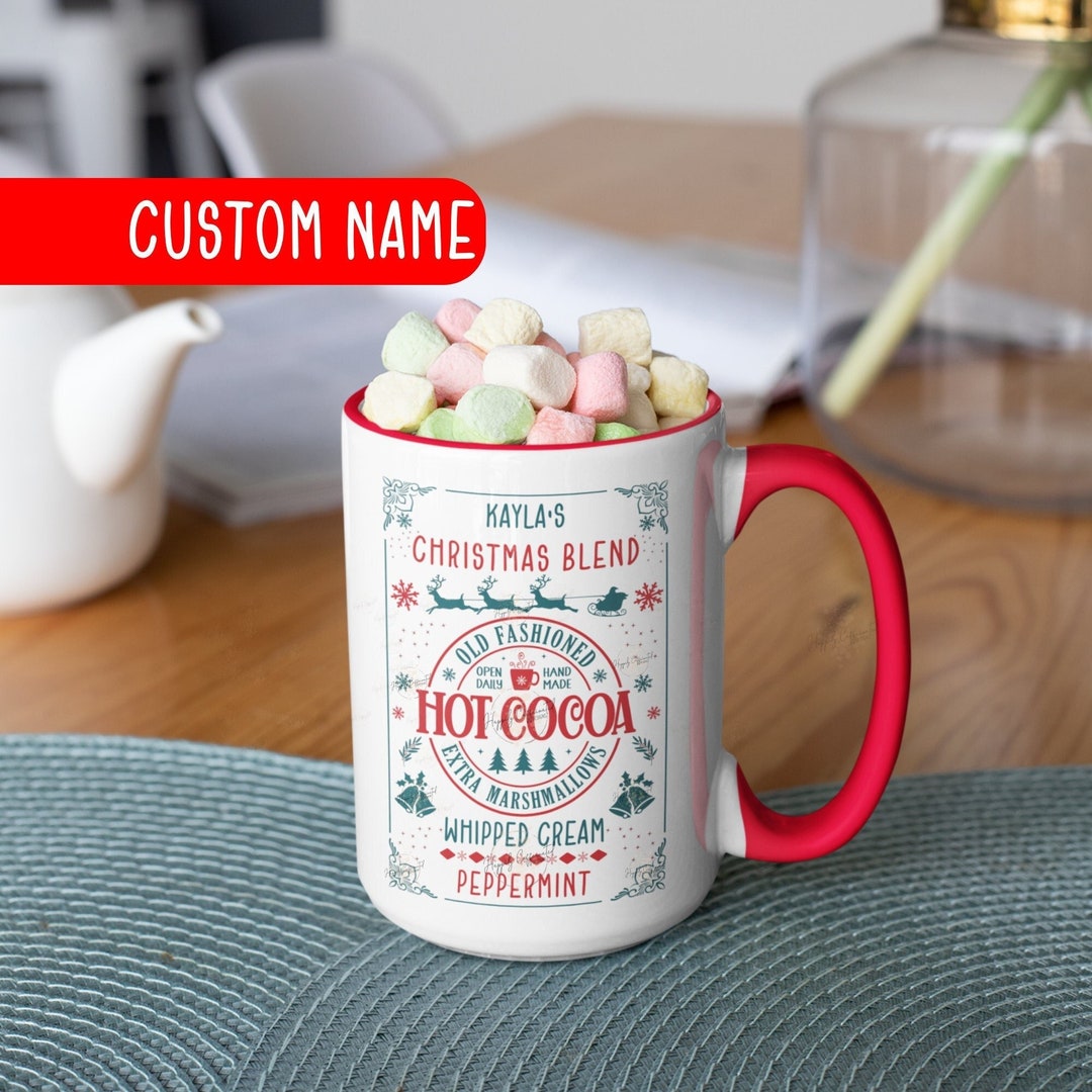 Hot Cocoa Christmas Mug, Personalized Kids Hot Chocolate Mug, Custom ...