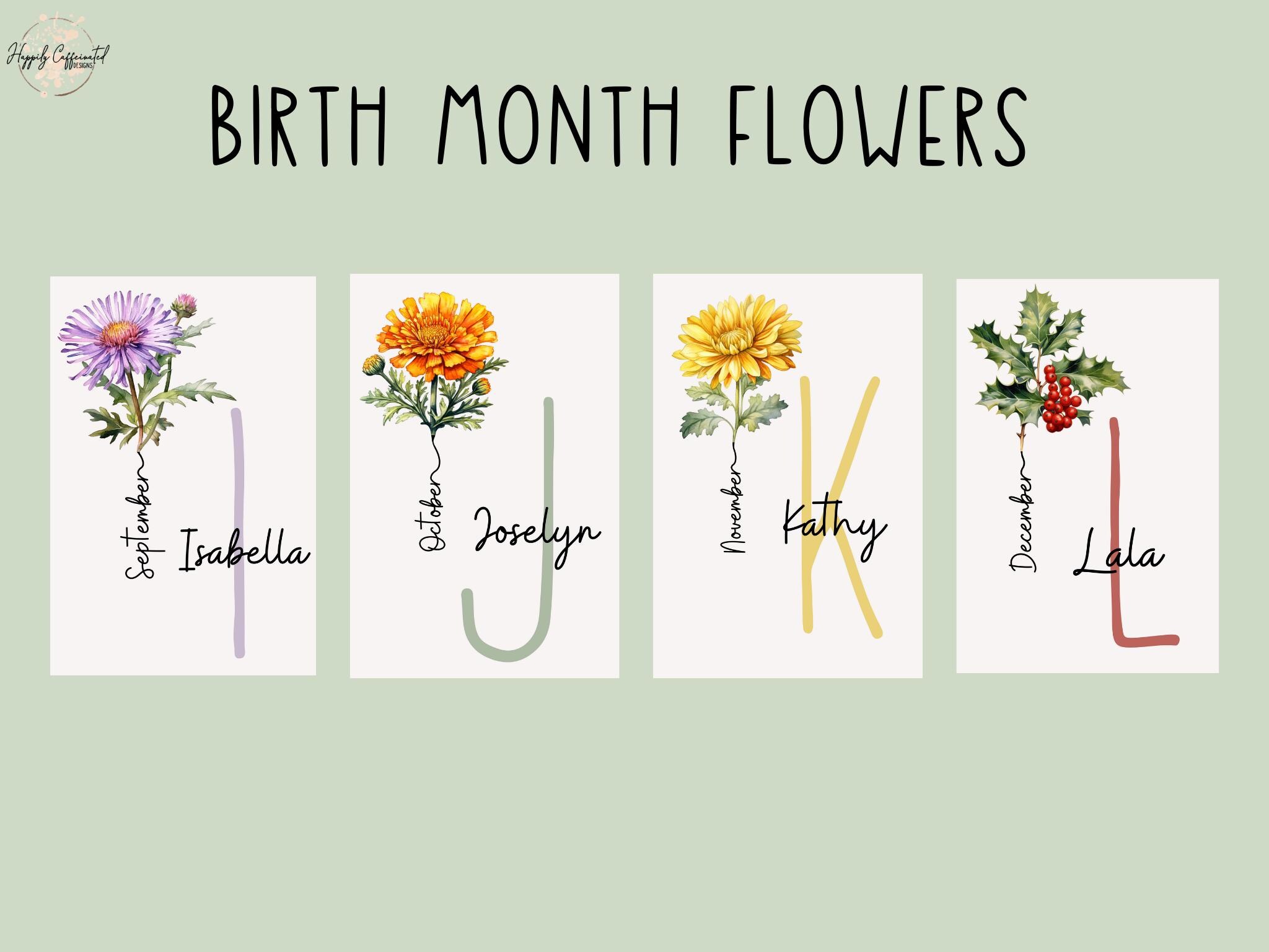 Personalized Birth Month Flower Poster, Custom Name Print - Etsy