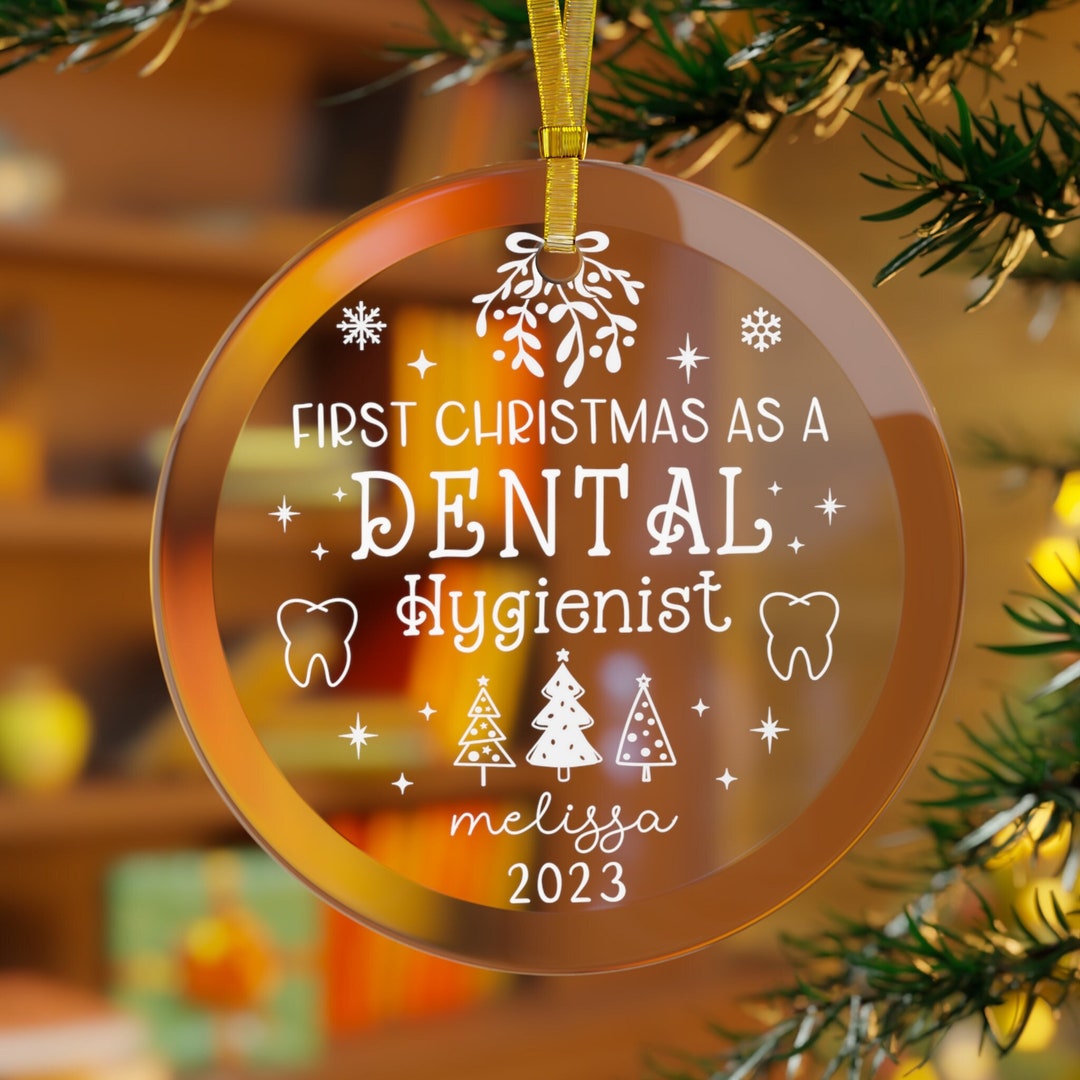 First Christmas Dental Hygienist Ornament, Personalized Glass Ornament ...