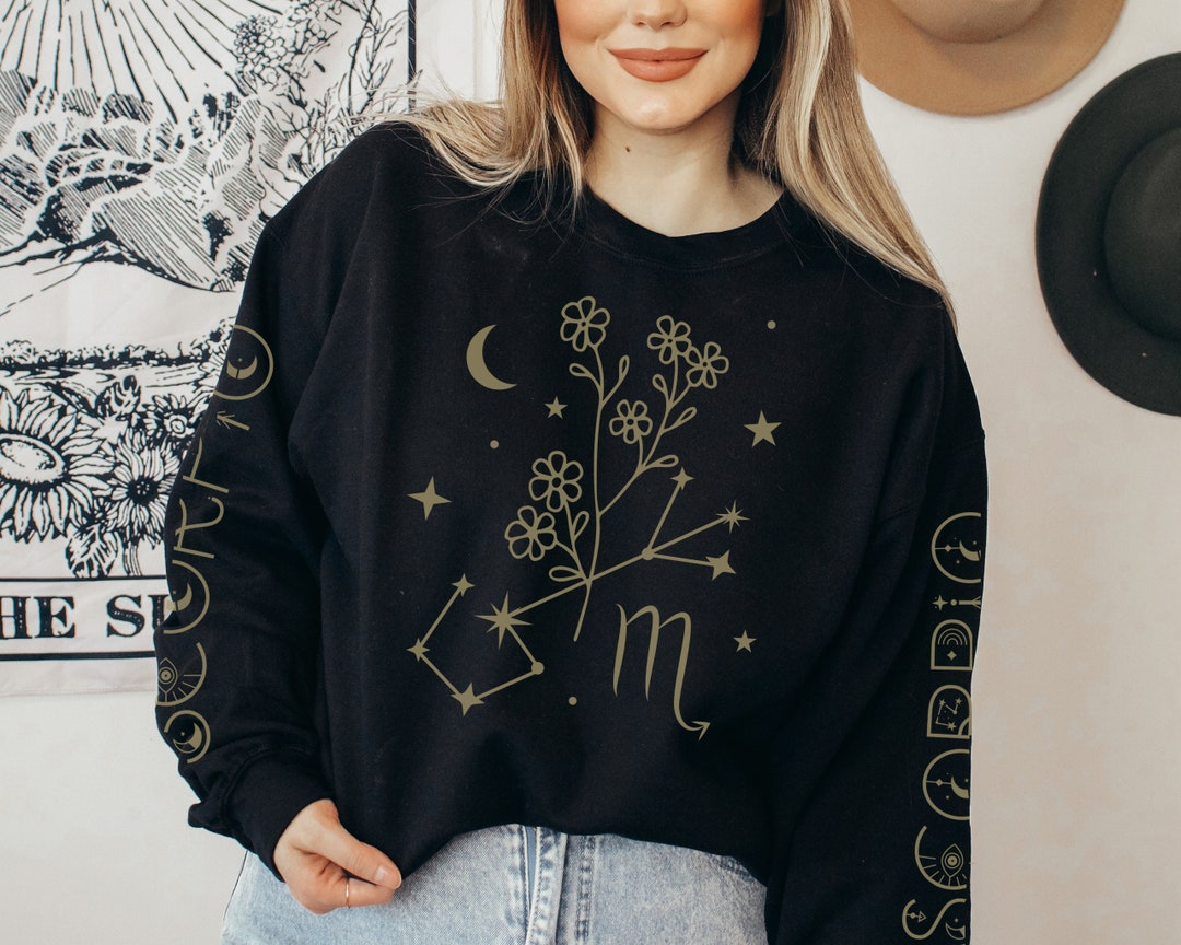 Custom Zodiac Signs Sweatshirts, Cottagecore Sweatshirt, Astrology Gift ...