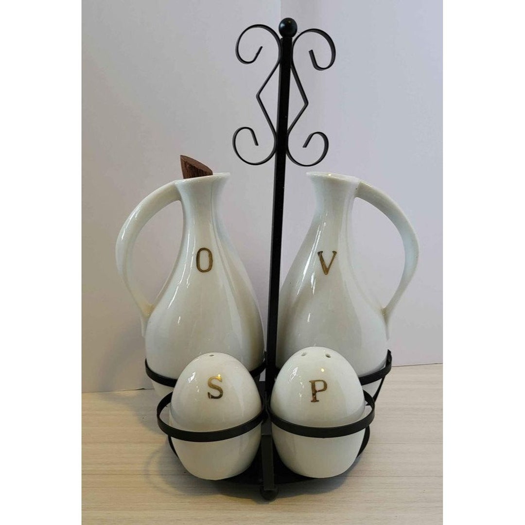 Vintage Japanese Bone China Porcelain Oil and Vinegar Salt and Pepper ...