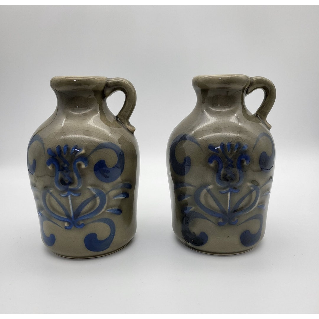 Vintage Inarco Japan 5.5 in Pottery Jug Set of 2 Marked E4381 Blue ...