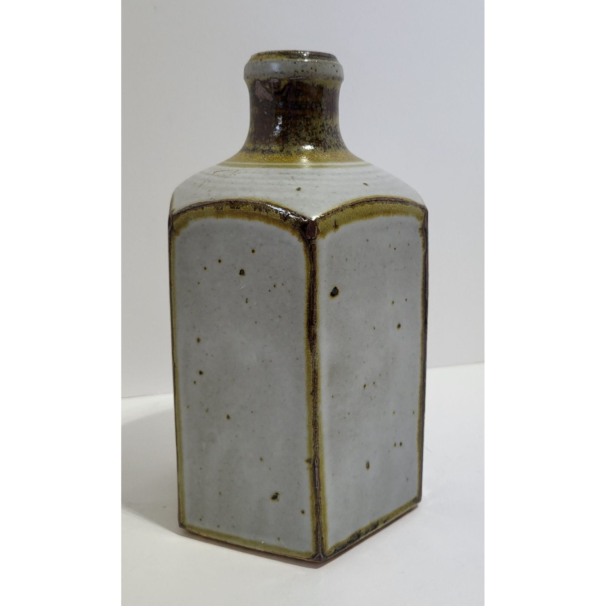 Thomas Shafer Vintage Stoneware Bud Vase Studio Art Glazed 7.5 Hexagon ...