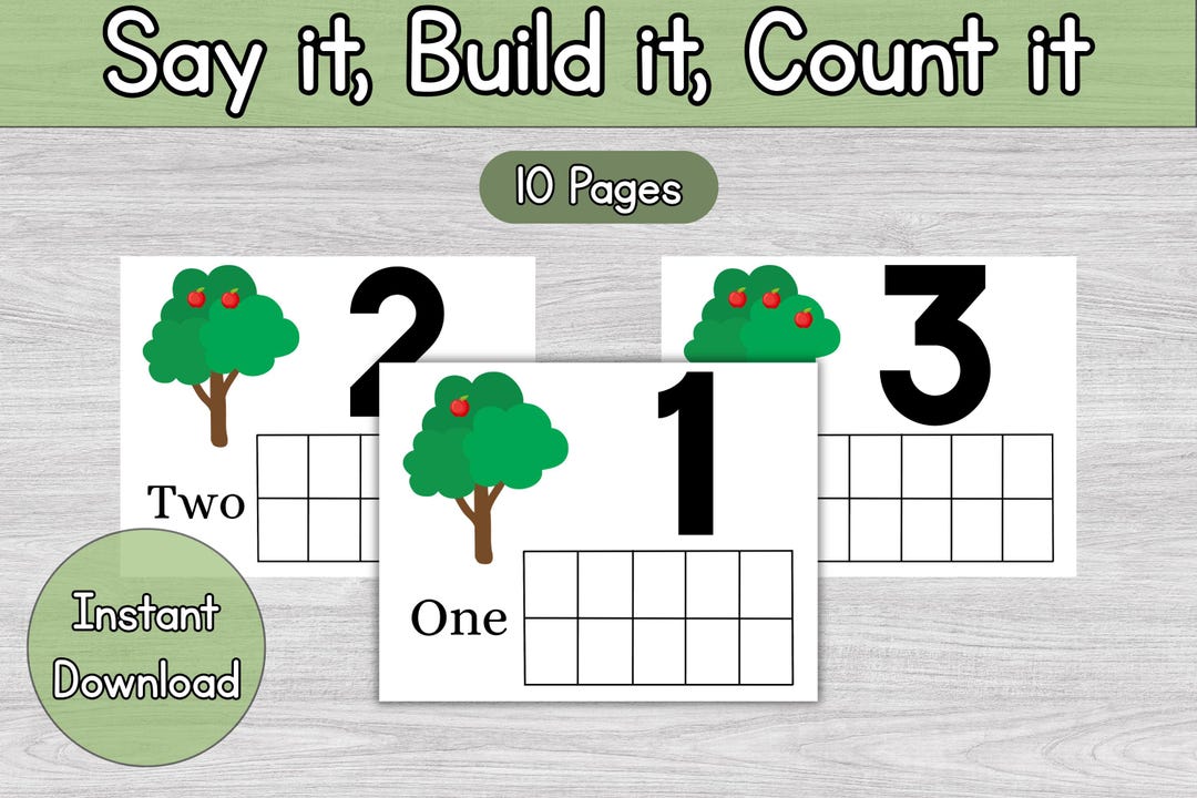 Apple Counting Mats: Number Learning Cards (PDF) - Etsy