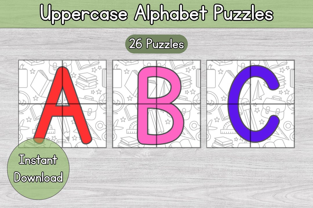 Uppercase Alphabet Puzzles - Etsy
