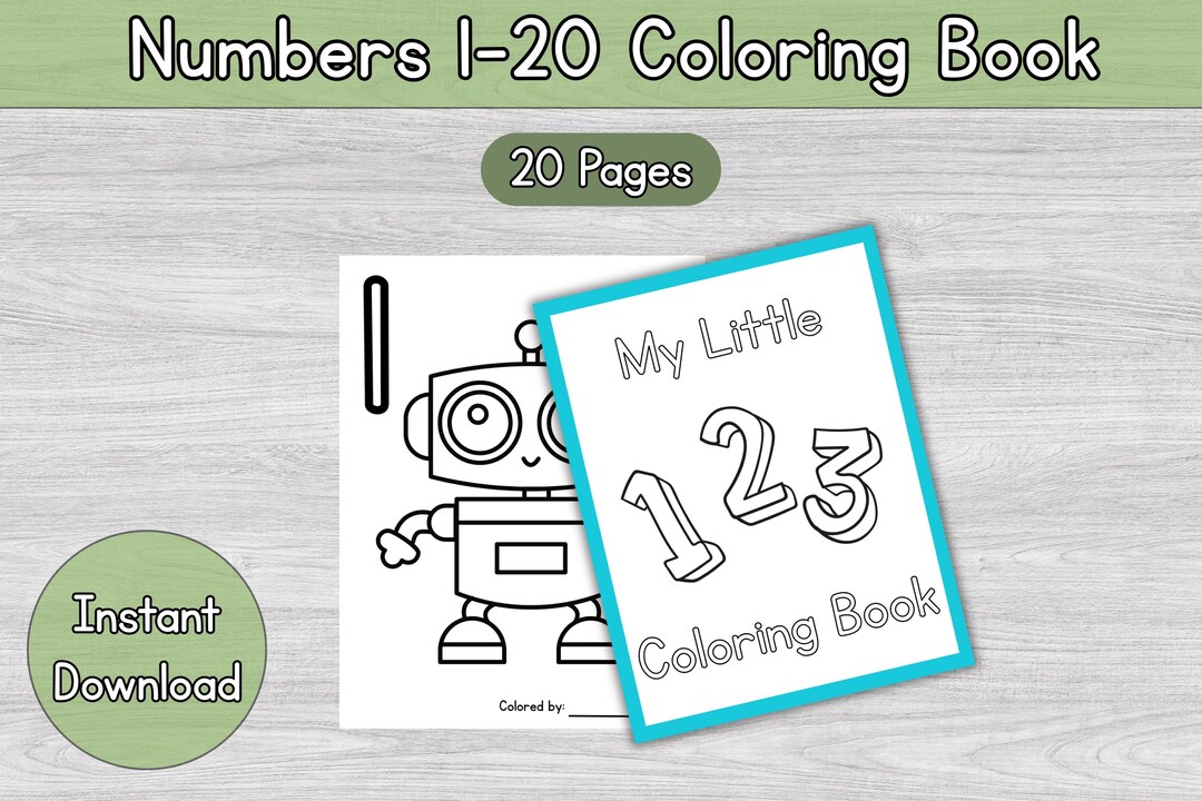 Numbers 1-20 Coloring Book - Etsy