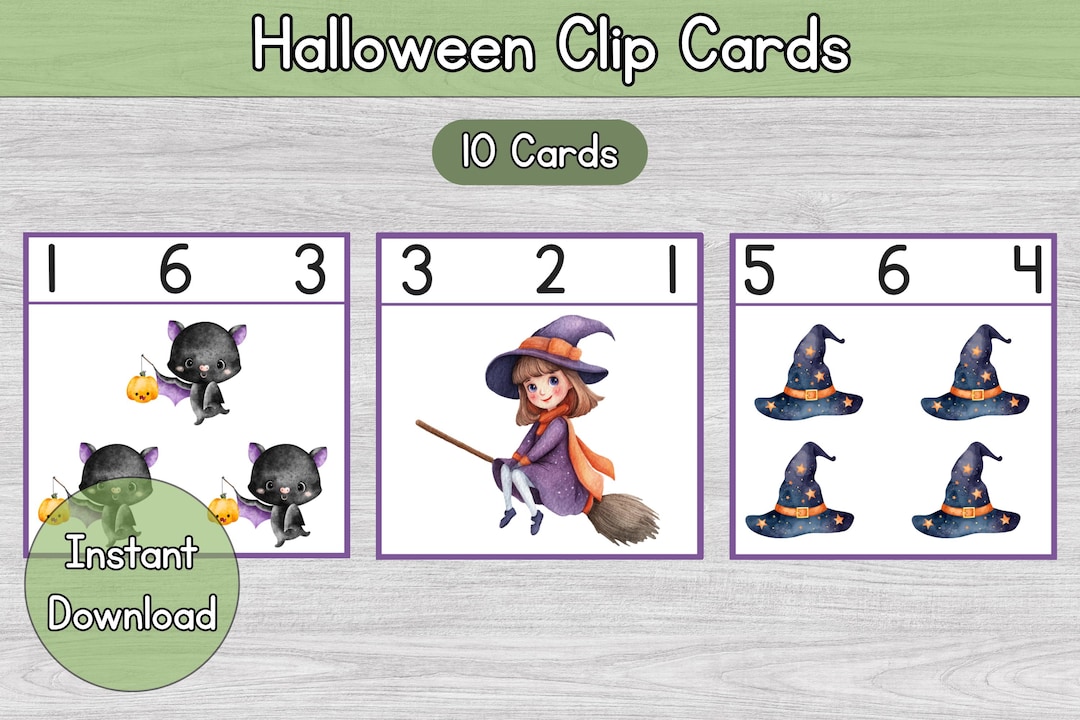 Halloween Clip Cards PDF: Number Cards 1-10 - Etsy