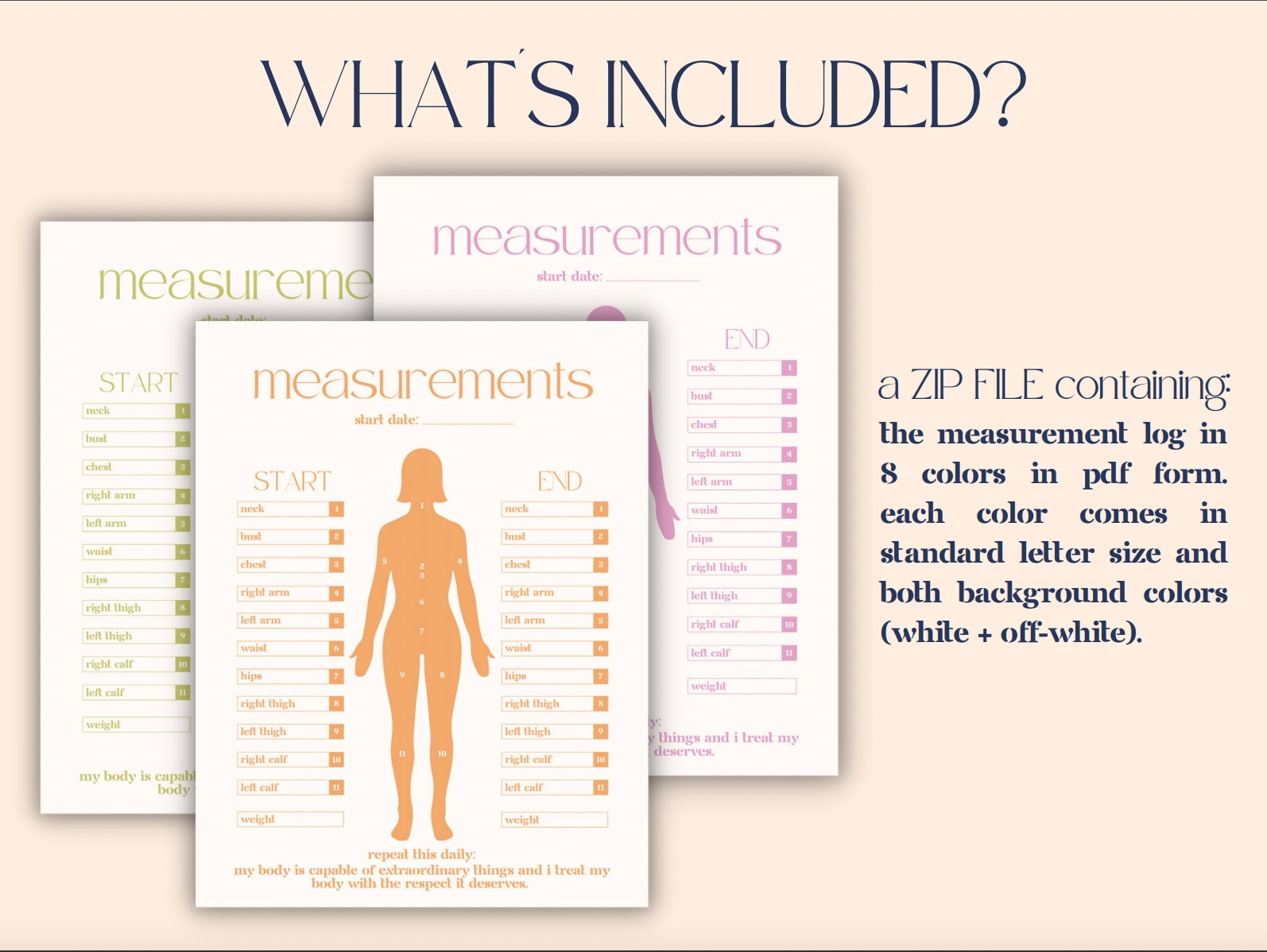 Measurement Log Digital Body Measurement Tracker Printable - Etsy