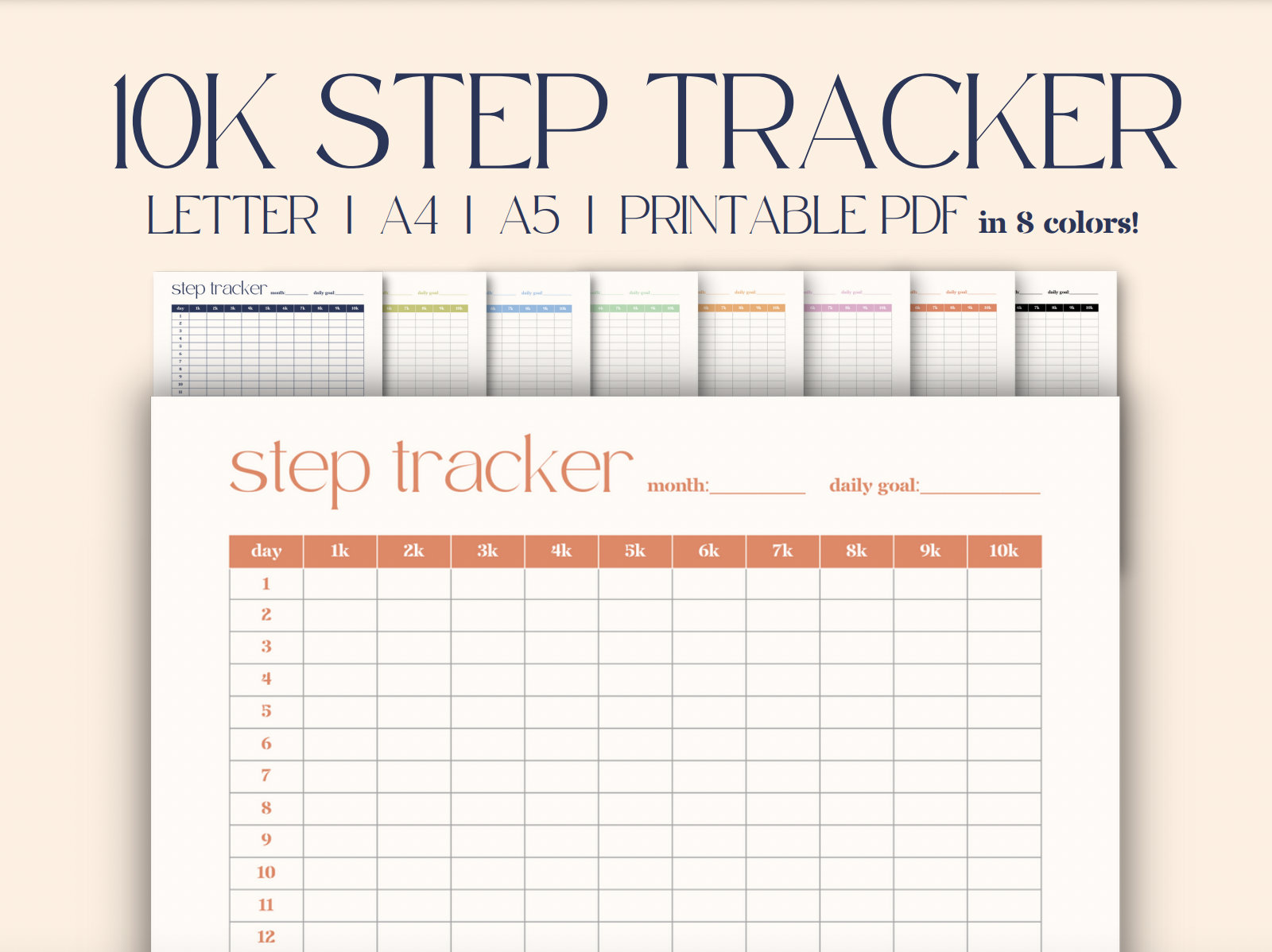 10k Step Tracker 10k Monthly Step Tracker Daily Step - Etsy