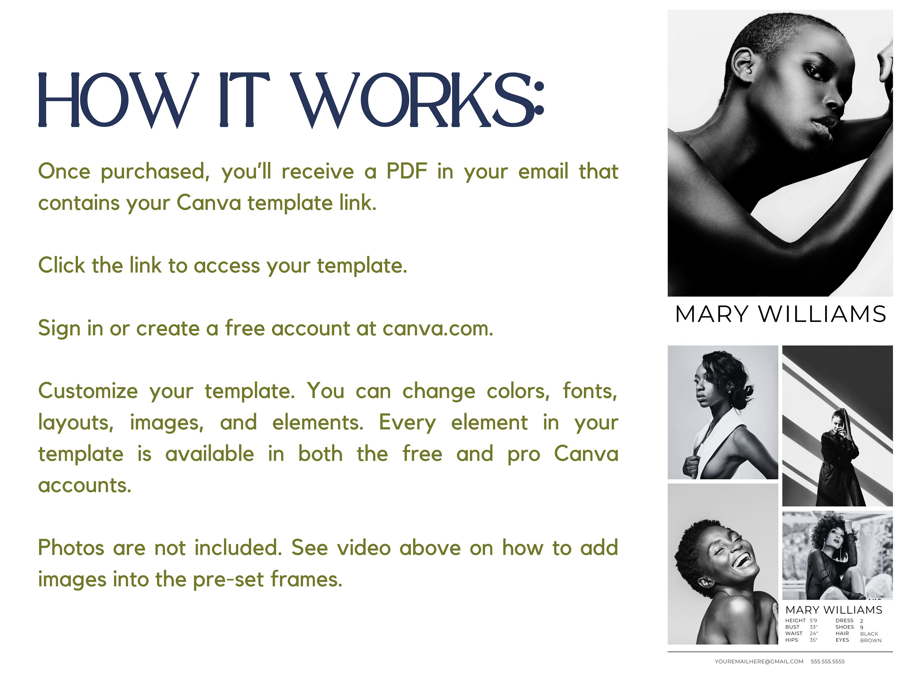 Model Comp Card Template | Professional Modeling Card | Model Compcard ...