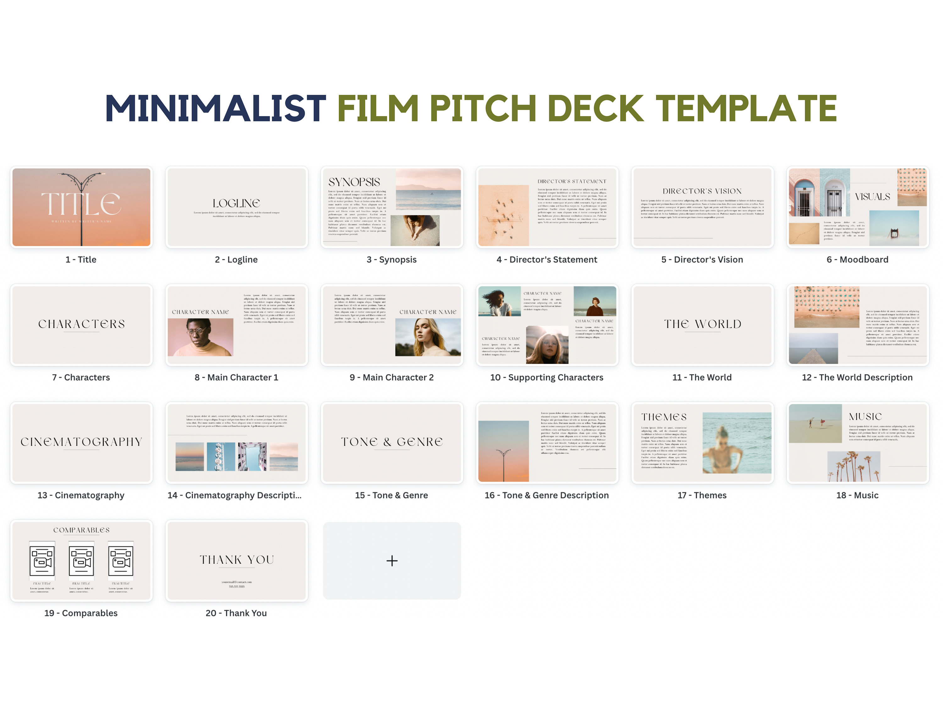 Film Pitch Deck Template Package | Romcom Dramatic Noir Indie Film ...