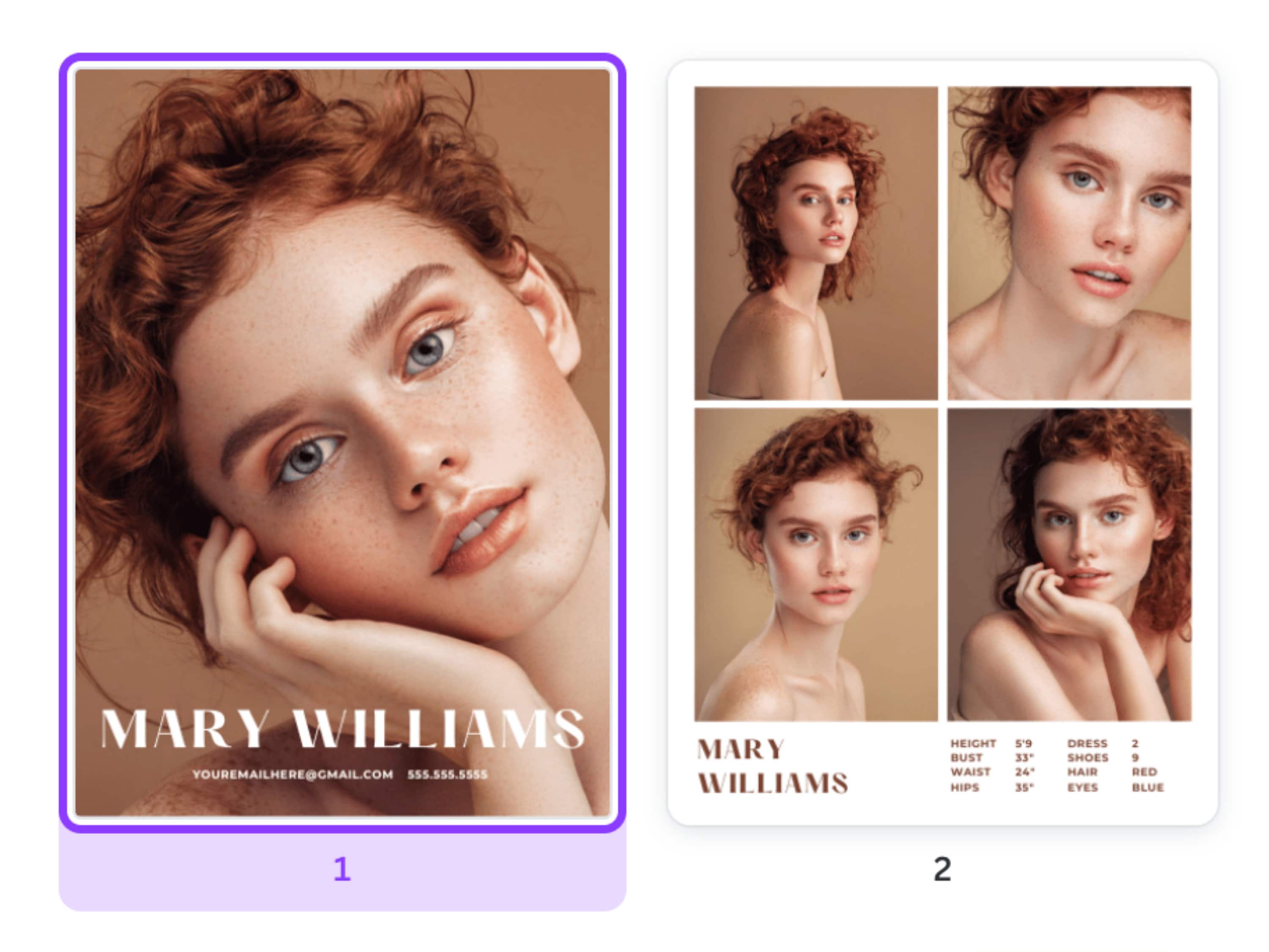 Model Comp Card Template | Professional Modeling Card | Model Comp Card ...