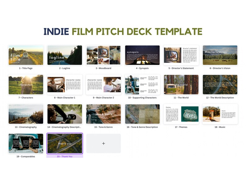 Film Pitch Deck Template Package | Romcom Dramatic Noir Indie Film ...