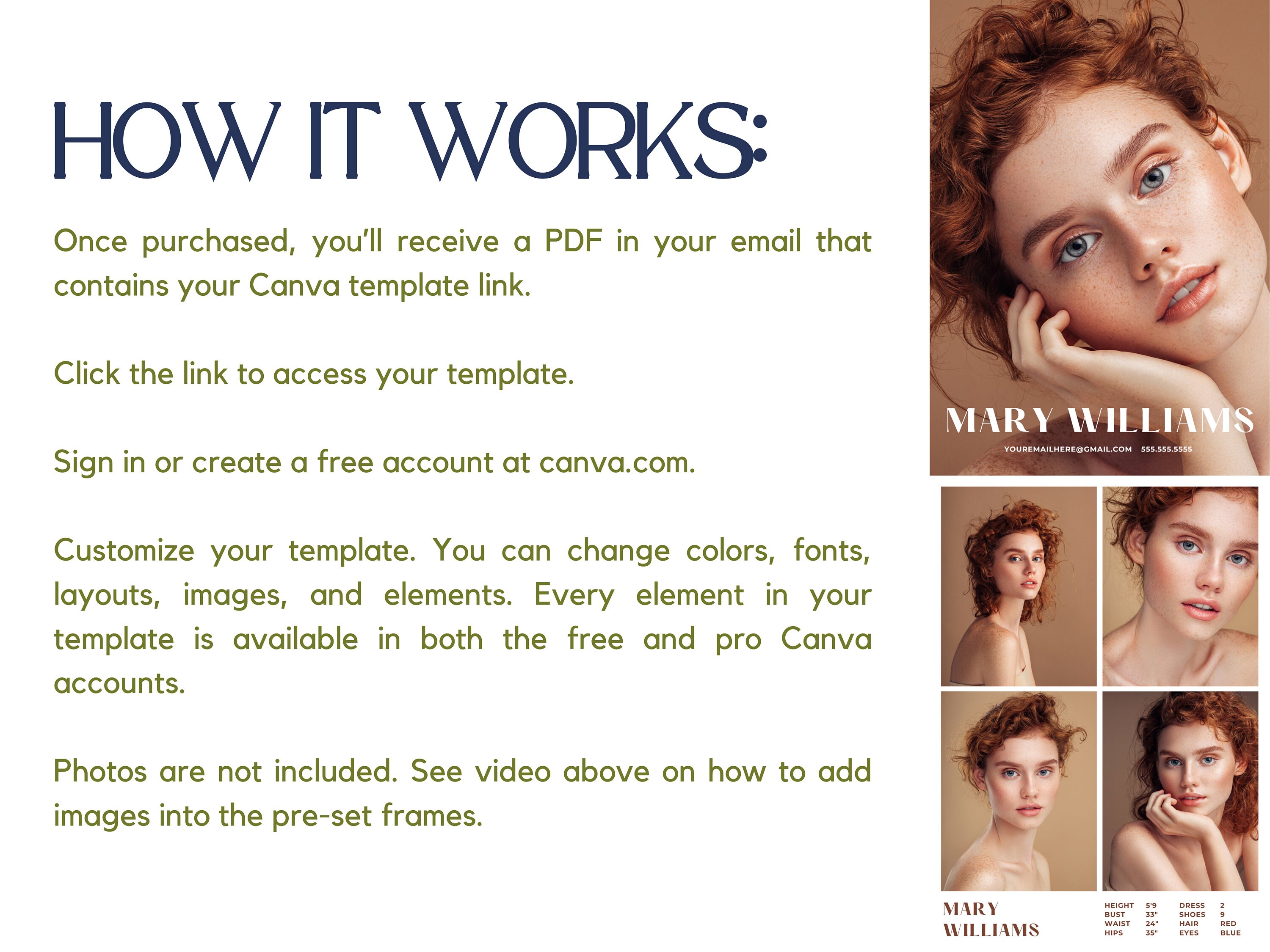 Model Comp Card Template | Professional Modeling Card | Model Comp Card ...