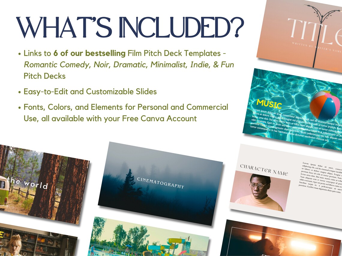 Film Pitch Deck Template Package | Romcom Dramatic Noir Indie Film ...