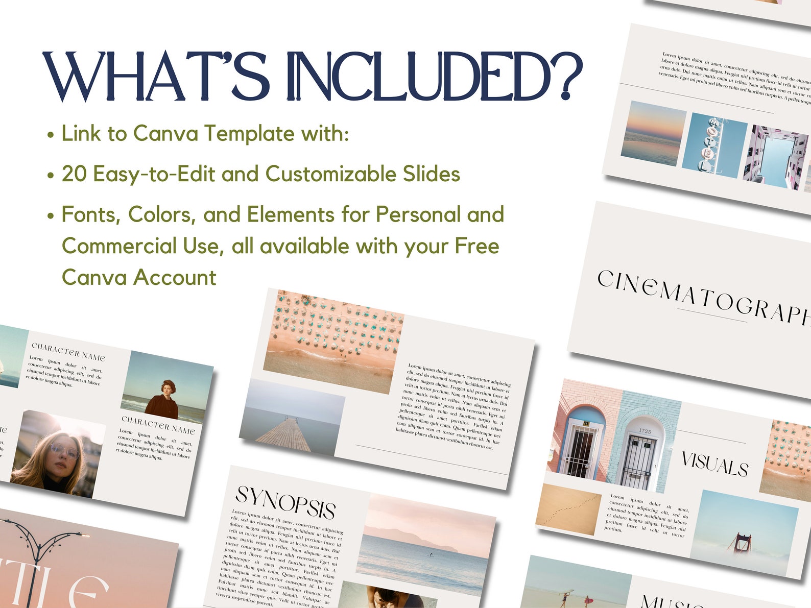 Professional Minimalist Film Pitch Deck Template | Canva Editable ...