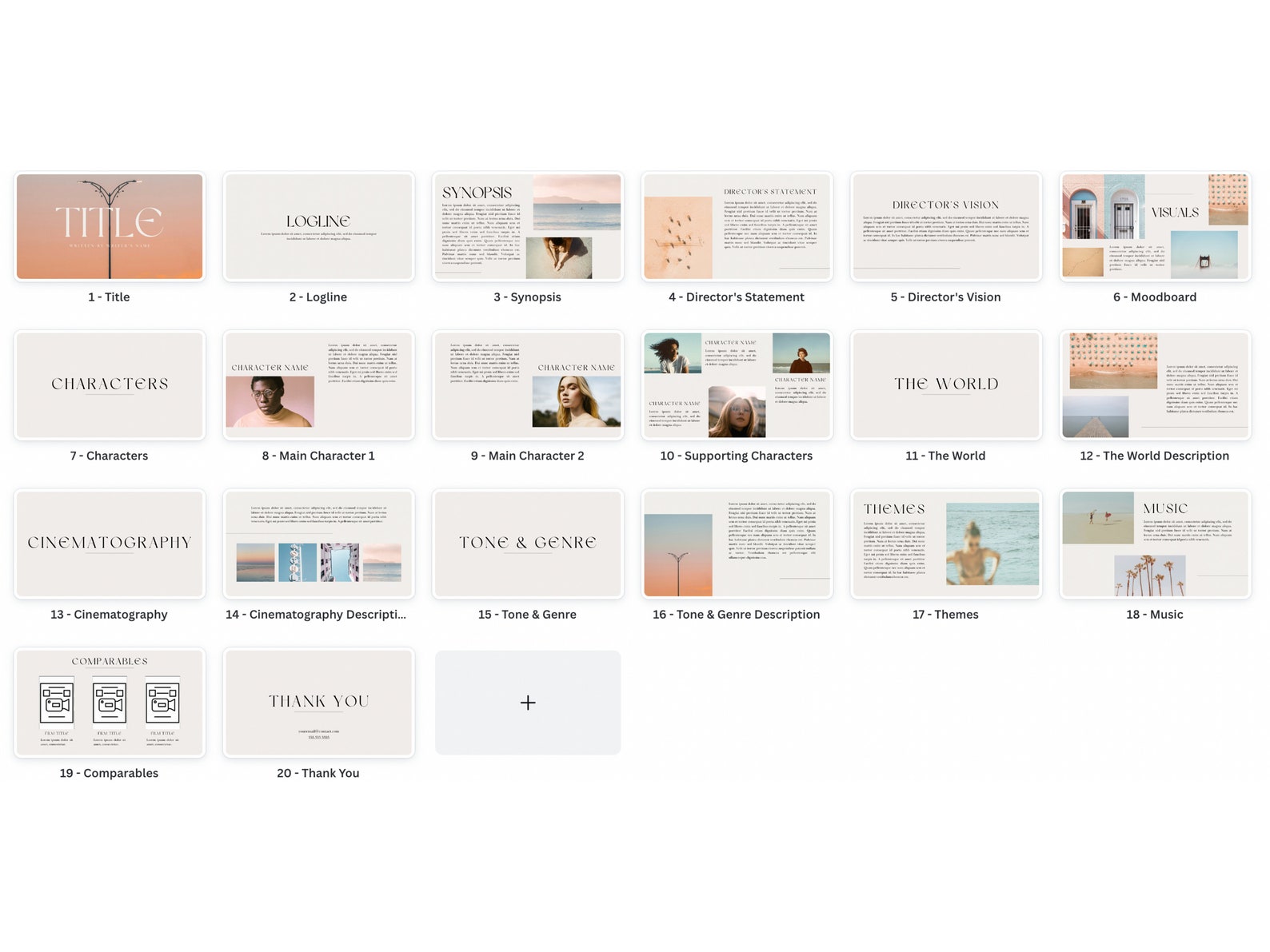 Professional Minimalist Film Pitch Deck Template | Canva Editable ...