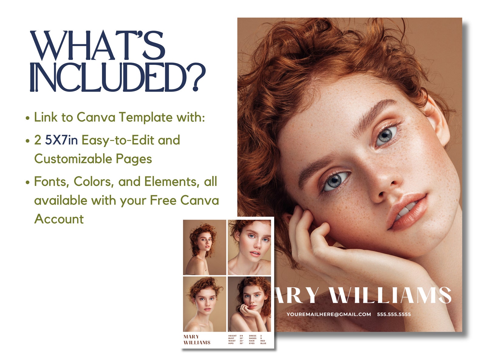 Model Comp Card Template | Professional Modeling Card | Model Comp Card ...