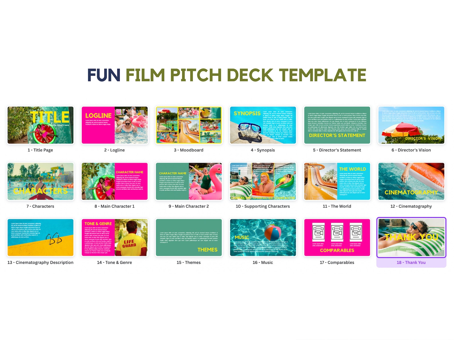 Film Pitch Deck Template Package | Romcom Dramatic Noir Indie Film ...