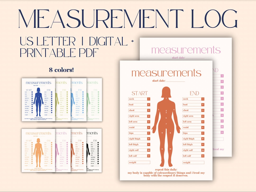 Measurement Log Digital Body Measurement Tracker Printable - Etsy