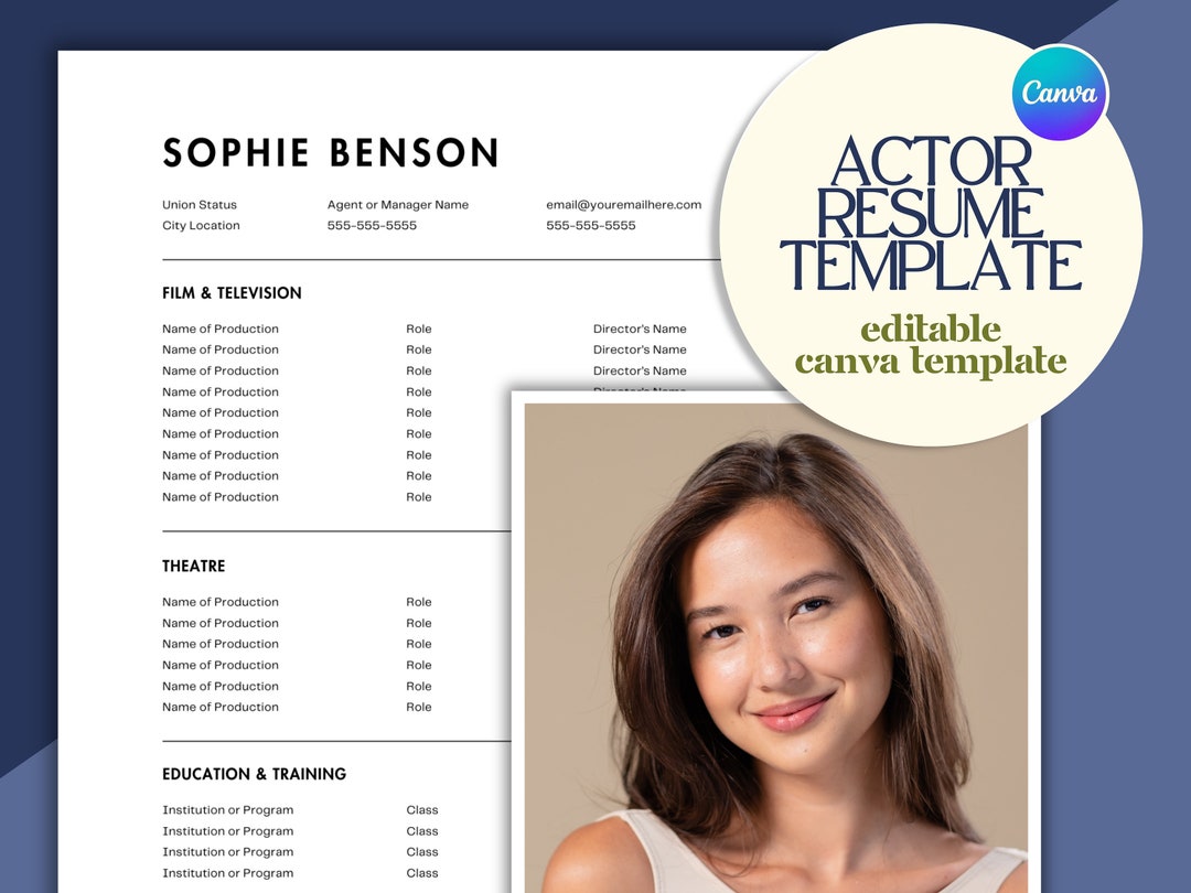 Professional Actor Resume & Headshot Template | Actor CV | Film Resume ...