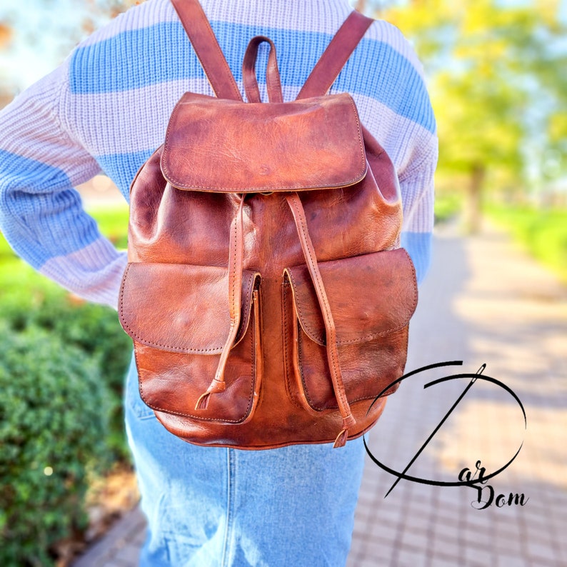 Classic Leather Backpack Leather Vintage Look Bag - Etsy