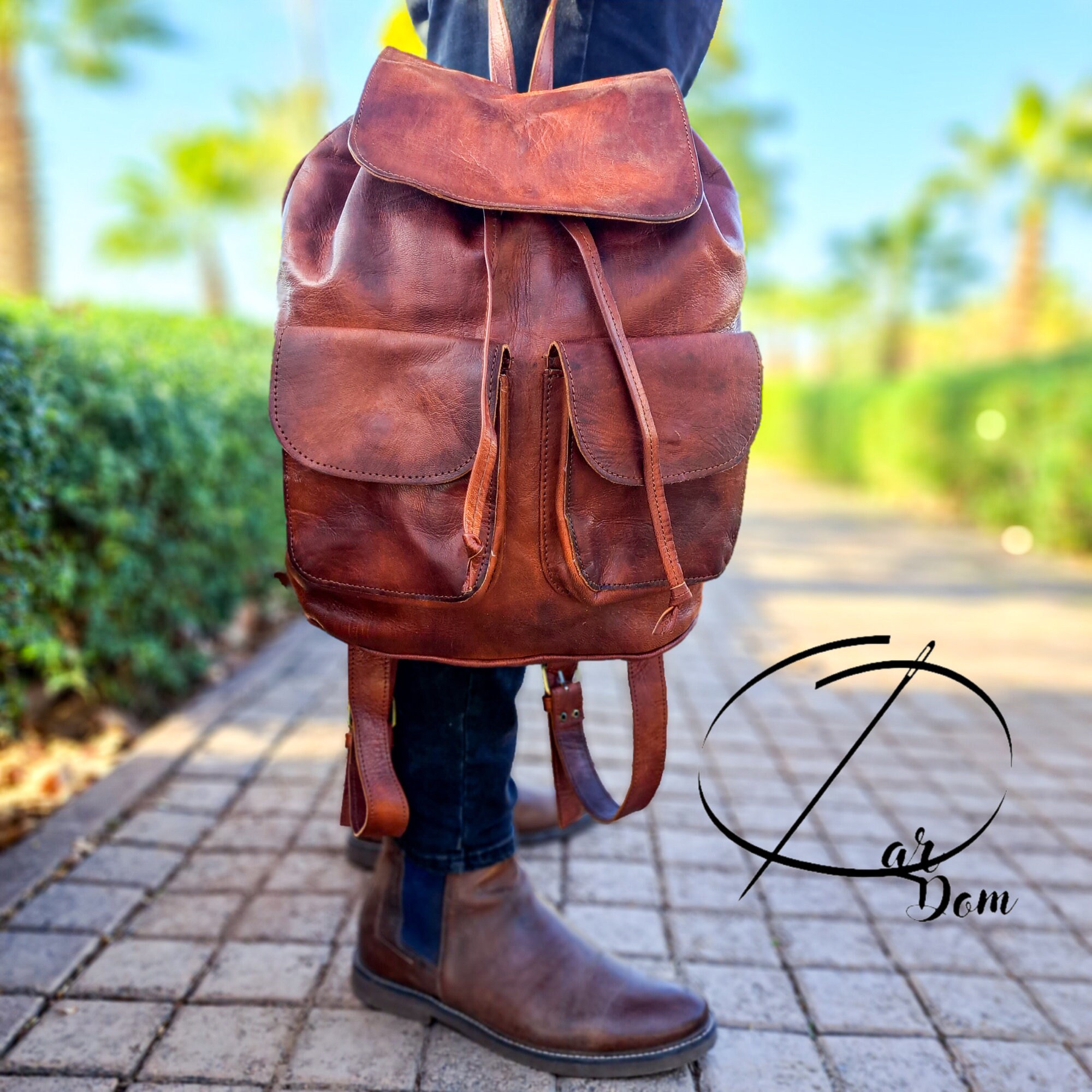 Classic Leather Backpack Leather Vintage Look Bag - Etsy