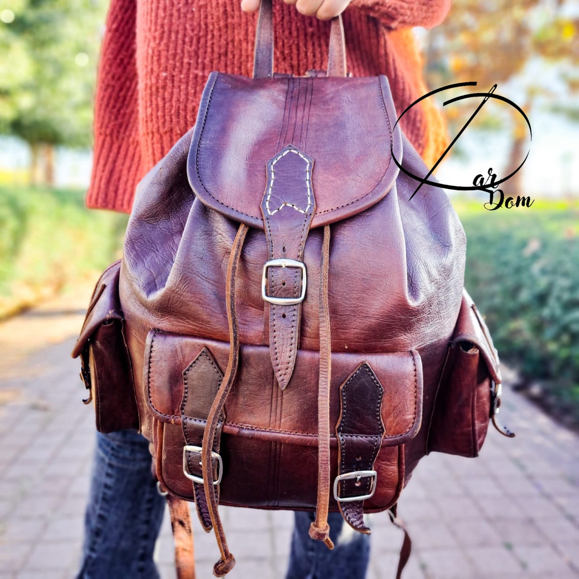 Moroccan Leather Backpack Leather Shoulder Bag - Etsy