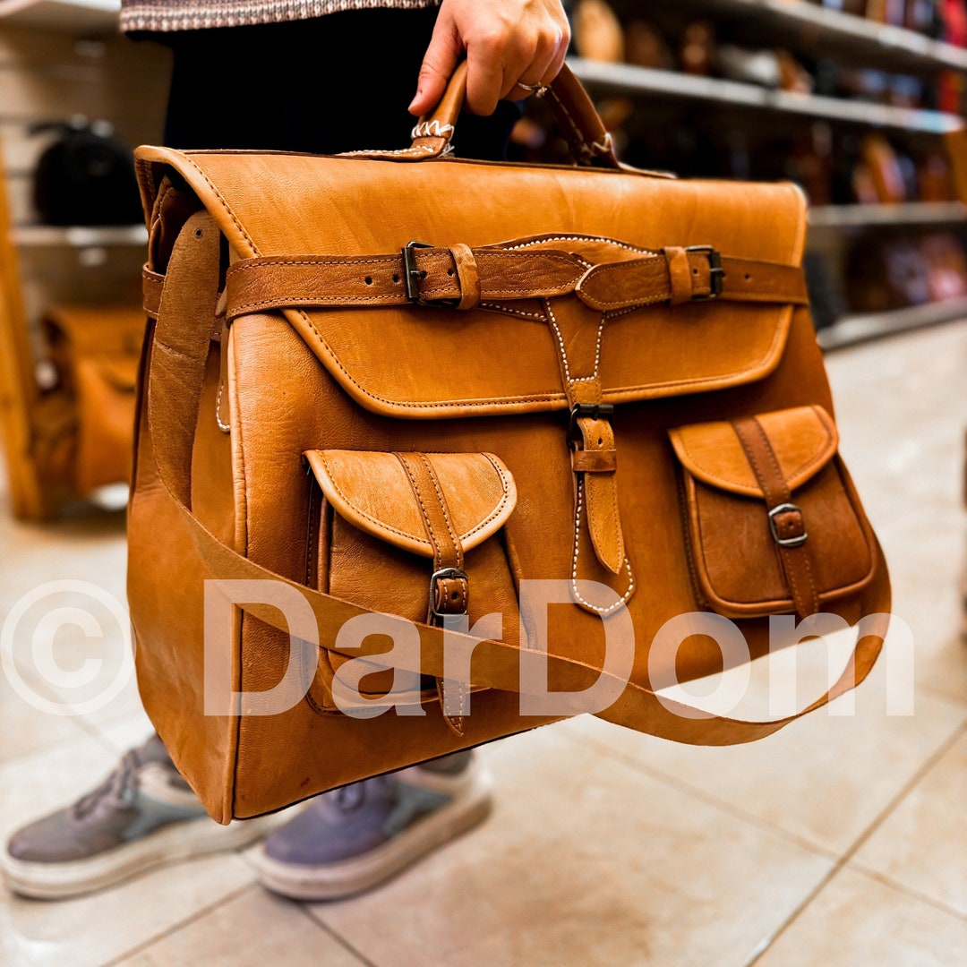Moroccan Leather Travel Bag, Weekender, Duffel Bag - Etsy