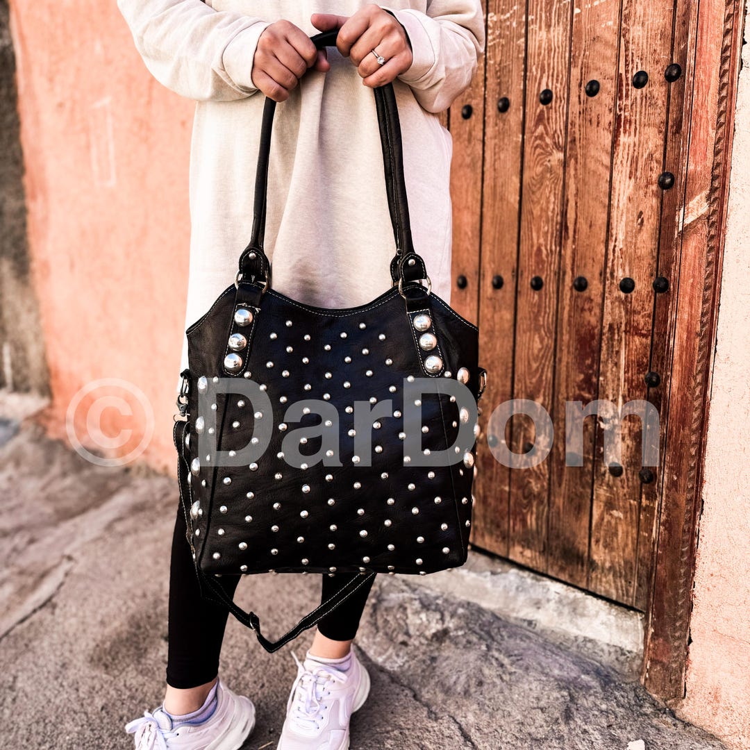 Moroccan Studded Goat Leather Handbag: Women's Rivet Shoulder Bag - Etsy