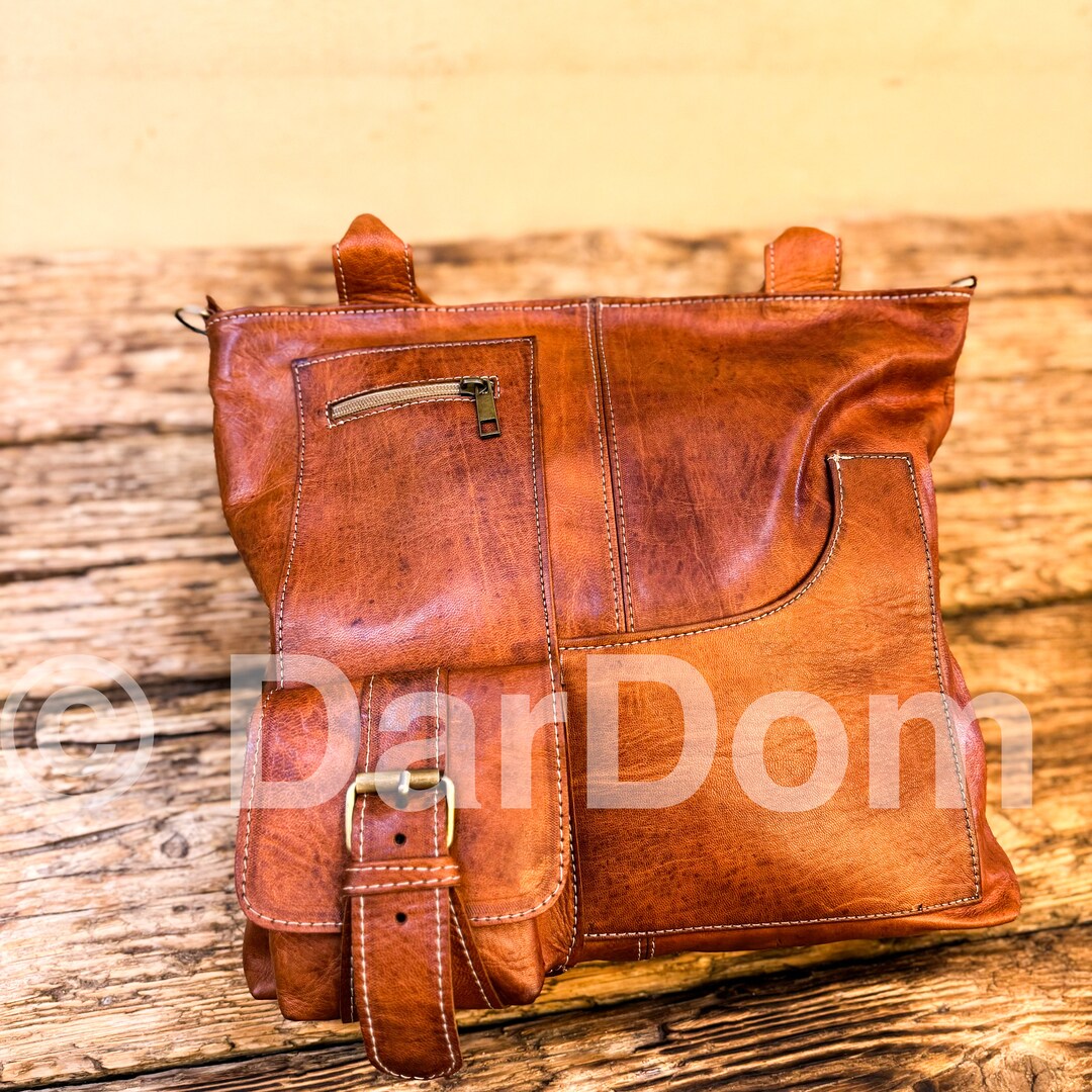 Handmade Goat Leather Crossbody Bag - Brown Leather Handbag - Etsy