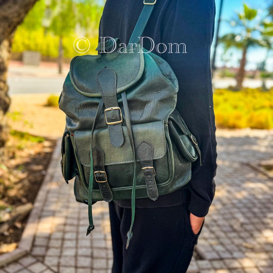 Handmade Moroccan Leather Backpack: Vintage Style Rucksack - Etsy
