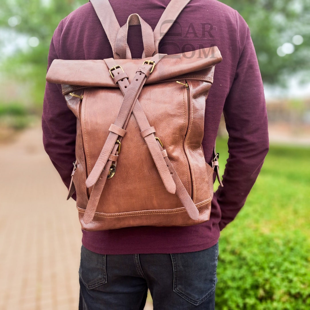 Moroccan Leather Backpack Vintage Look Leather Bag - Etsy