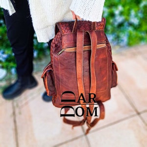 Braided Moroccan Leather Backpack: Handmade Vintage Style Bag - Etsy