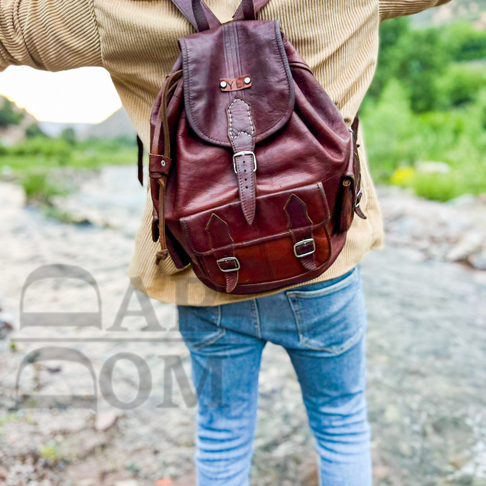 Personalized Leather Backpack Vintage Look Leather Bag - Etsy